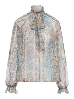 Etro Silk Crepon Blouse With Paisley Foliage Motif - Multicolor