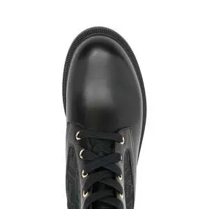 Fendi Black Logo Pattern Lace-up Boots