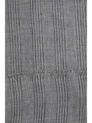 Brunello Cucinelli Linen Scarf With Lurex Details - Gray