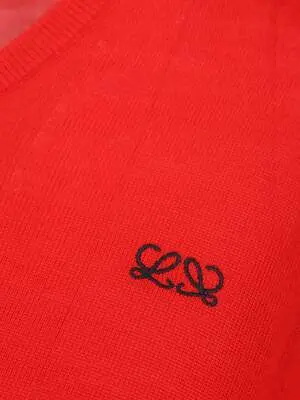 Loewe Asymmetrical Draped Merino Wool Sweater - Red