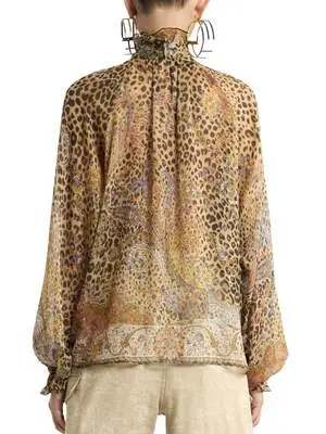 Etro Silk Chiffon Blouse With Animal Paisley Pattern - Multicolor