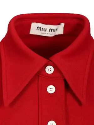Miu Miu Technical Jersey Polo Shirt With Embroidered Logo - Red