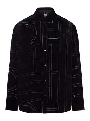 TOTEME TOTEME Oversized Devoré Shirt With Monogram Detail Black