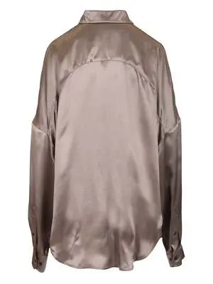 Dries Van Noten Stretch Satin Silk Shirt - Gray