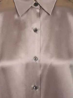Dries Van Noten Stretch Satin Silk Shirt - Gray