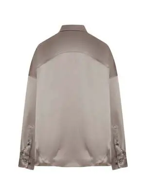 Dries Van Noten Stretch Satin Silk Shirt - Gray