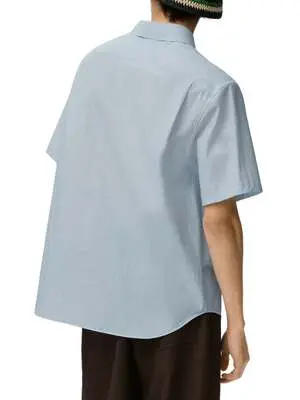 Loewe X Paula`s Ibiza Short-sleeved Textured Poplin Shirt - Blue