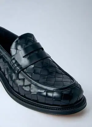 Bottega Veneta James Woven Leather Loafers - Black