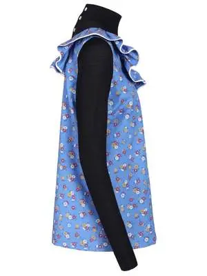 Miu Miu Poplin And Wool Layered Sweater With Ruffle Detail