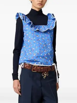 Miu Miu Poplin And Wool Layered Sweater With Ruffle Detail - Multicolor