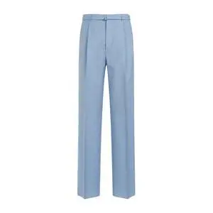 LANVIN Wide Leg Virgin Wool Trousers With Buckled Belt