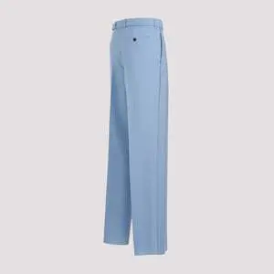 LANVIN Wide Leg Virgin Wool Trousers With Buckled Belt