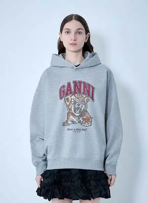 GANNI Baby Tiger Print Cotton Jersey Sweatshirt - Gray