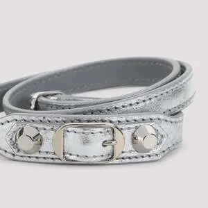 Balenciaga Leather Triple Wrap Bracelet With -tone Hardware