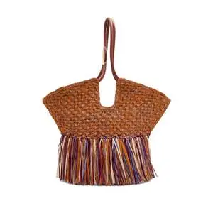 Zimmermann Raffia Tote Bag With Fringe - Brown