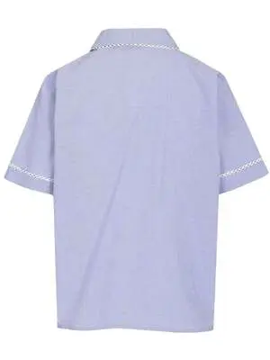Miu Miu Micro Vichy Cotton Poplin Shirt With Lace Detail