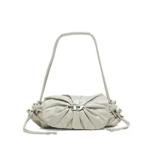 DIESEL® Calf Leather Shoulder Bag With Drawstring Top Handle - White