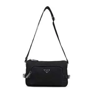 Prada Re-nylon And Saffiano Leather Shoulder Bag - Black