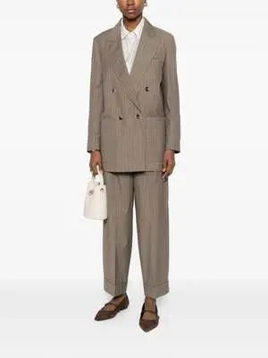 Max Mara Pinstriped Virgin Wool Trousers - Brown