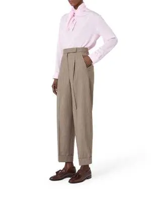 Max Mara Silk Charmeuse Blouse With Scarf Collar - Pink