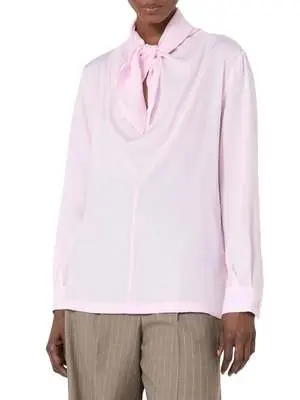 Max Mara Silk Charmeuse Blouse With Scarf Collar - Pink