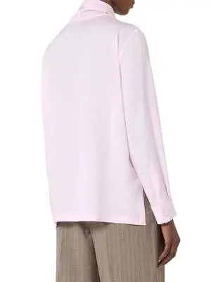 Max Mara Silk Charmeuse Blouse With Scarf Collar - Pink