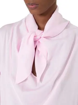 Max Mara Silk Charmeuse Blouse With Scarf Collar - Pink