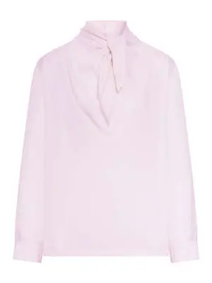 Max Mara Silk Charmeuse Blouse With Scarf Collar - Pink