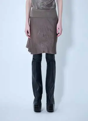 Rick Owens Midi Skirt With Ribbed Waistband - Gray