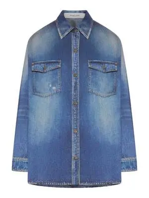 GOLDEN GOOSE Oversized Denim Print Shirt - Blue