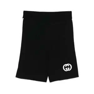 Gucci Ribbed Knit Logo Shorts - Black