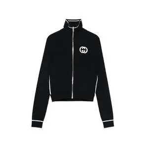 Gucci Intarsia-knit Logo Zip Cardigan