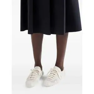 Prada Neutral Suede And Leather Boots - Cream