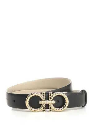 FERRAGAMO Reversible And Adjustable Gancini Belt - Black