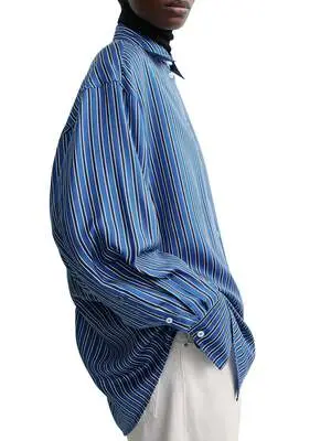 TOTEME Oversized Striped Silk Shirt - Multicolor