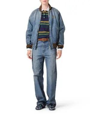 Miu Miu Regular Fit Embroidered Logo Denim Jeans - Blue