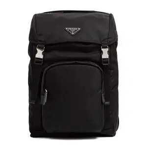 Prada Nylon Backpack With Buckle Closure - Black