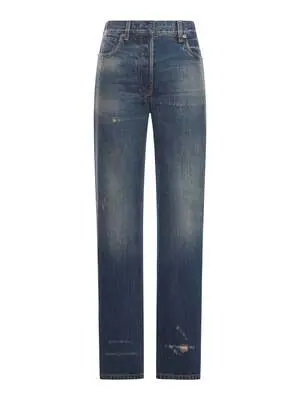 Prada Straight Leg Washed Jeans - Blue
