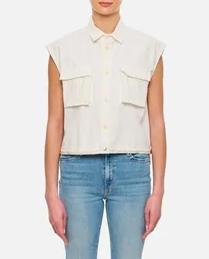 Sacai Cropped Sleeveless Shirt With Patch Pockets And Drawstring Waist