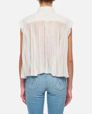 Sacai Cropped Sleeveless Shirt With Patch Pockets And Drawstring Waist