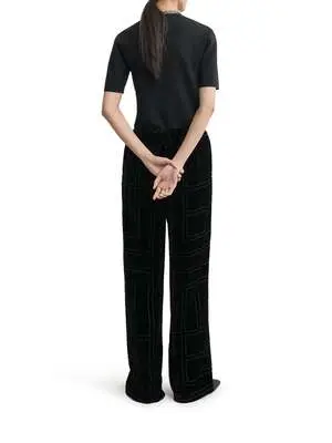 TOTEME Velvet Trousers With Dévoré Monogram - Black