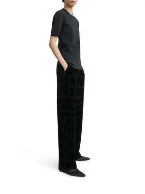 TOTEME Velvet Trousers With Dévoré Monogram - Black