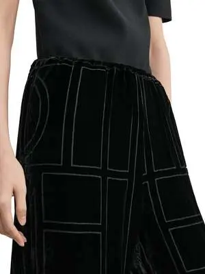 TOTEME Velvet Trousers With Dévoré Monogram - Black