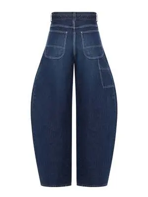 Sacai Wide Leg Belted Jeans In Medium Denim