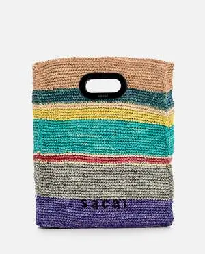 Sacai Medium Raffia Shopper Bag - Multicolor