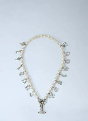 VIVIENNE WESTWOOD Leanne Pearl Necklace With Letter Charms - Silver
