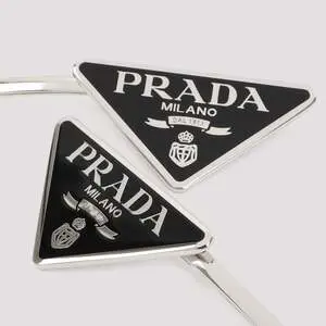 Prada Brass Hair Pin With Enameled Logo