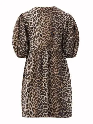 GANNI Leopard Print Mini Dress - Multicolor
