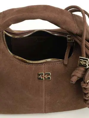 GANNI Recycled Suede Hobo Mini Bag - Brown