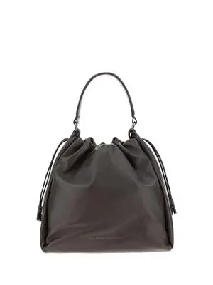 Brunello Cucinelli Leather Shoulder Bag With Drawstring Closure - Brown
